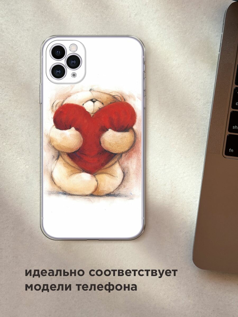 Чехол на Apple iPhone 11 Pro / Айфон 11 Про с принтом "Мишка с сердцем 1" — фото 1