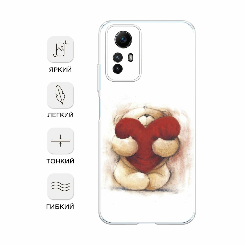 Чехол на Xiaomi Redmi Note 12S / Сяоми Редми Ноут 12S с принтом "Мишка с сердцем 1" — фото 1