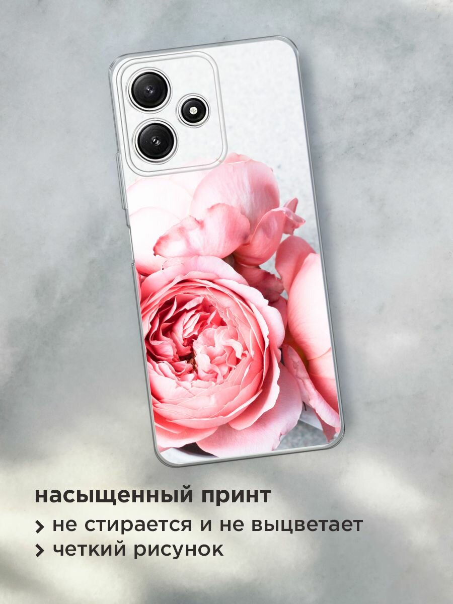 Чехол на Xiaomi Redmi 12 / Сяоми Редми 12 с принтом "Пионы на белом" — фото 1