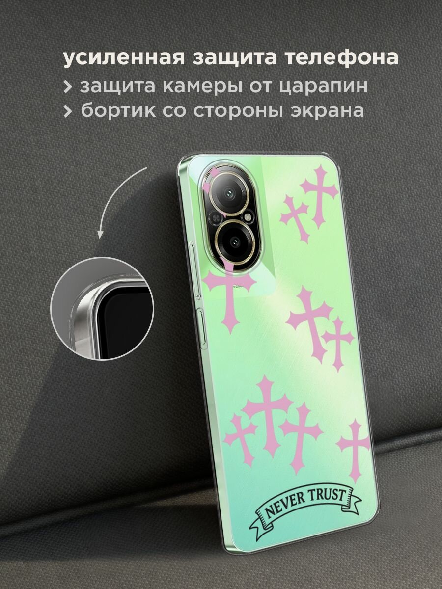 Чехол на Realme C67 4G / Реалми C67 4G с принтом "Розовые кресты", прозрачный — фото 1