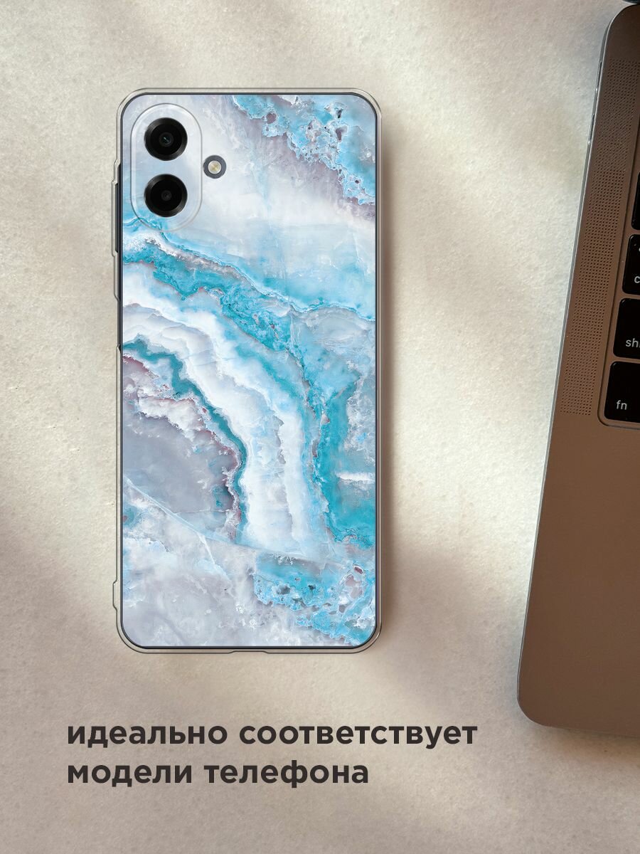 Чехол на Samsung Galaxy A07 / Самсунг А07 с принтом "Нежно-голубой мрамор" — фото 1