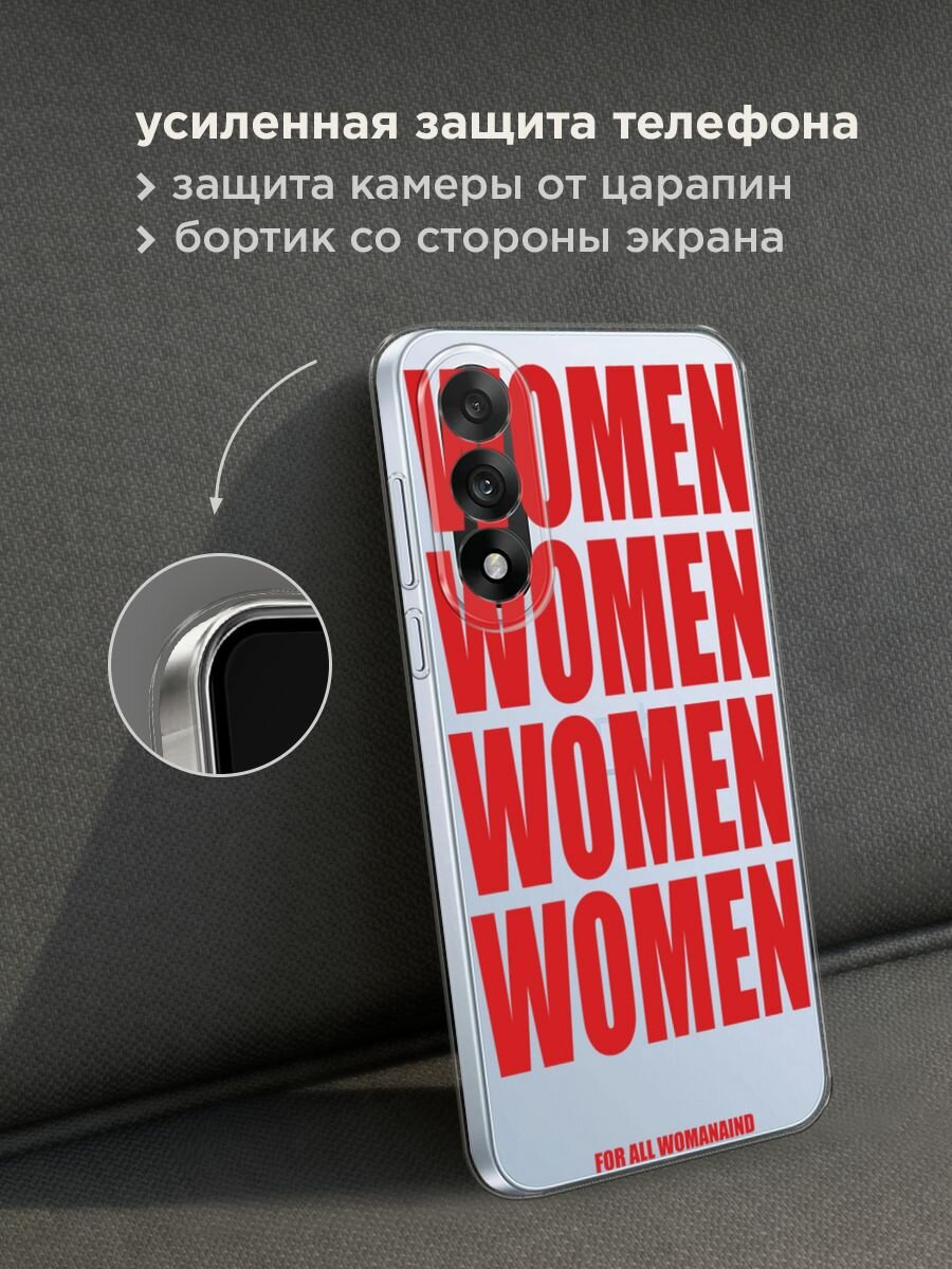 Чехол на OnePlus Nord 5 / Ван Плас Норд 5 с принтом "WOMEN", прозрачный — фото 1