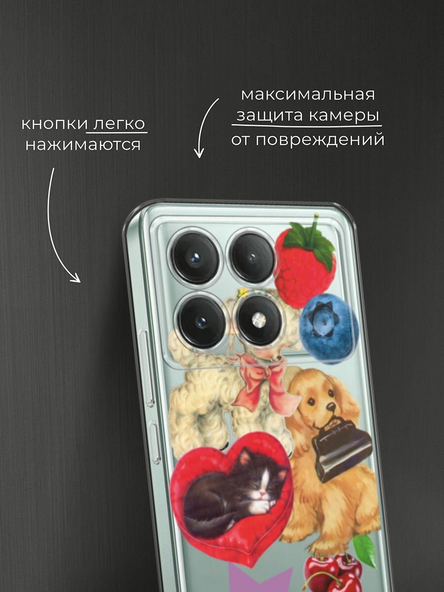 Чехол на Xiaomi Poco X6 PRO 5G / Поко X6 Про 5G с принтом "Милые стикеры", прозрачный — фото 1