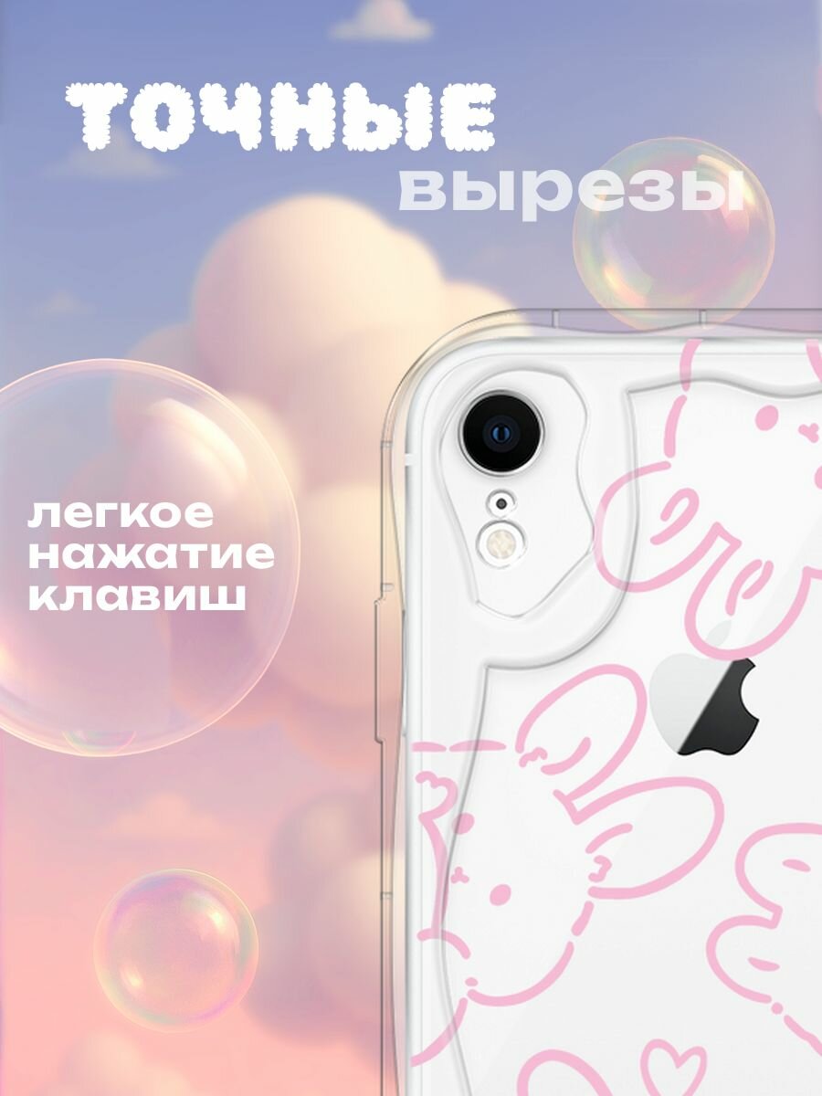 Чехол на Apple iPhone XR / Айфон XR с принтом "Контурные зайцы" — фото 1