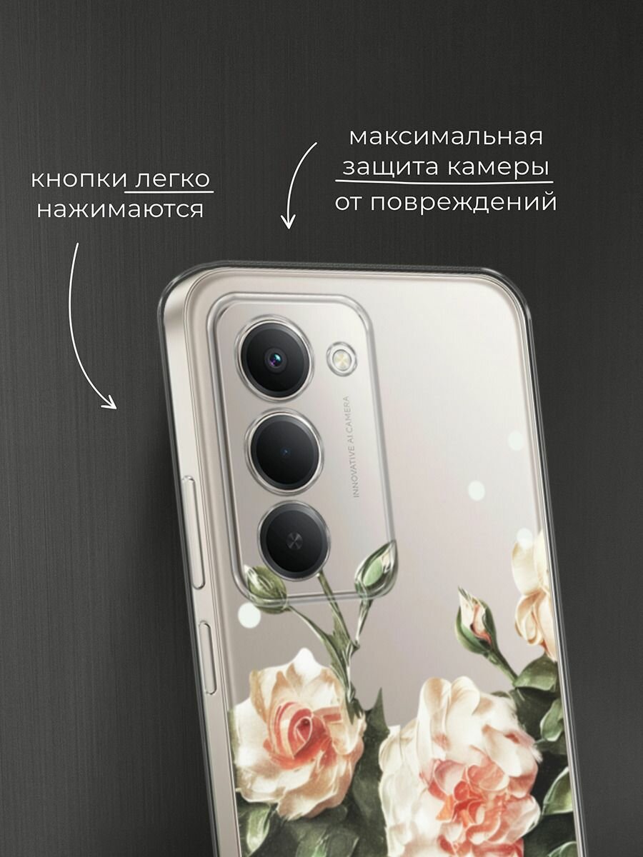 Чехол на Xiaomi Redmi 15 / Сяоми Редми 15 с принтом "Цветочная картина 2", прозрачный — фото 1