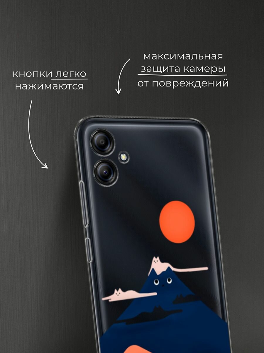 Чехол на Samsung Galaxy A04e / Самсунг A04e с принтом "Кот-гора", прозрачный — фото 1