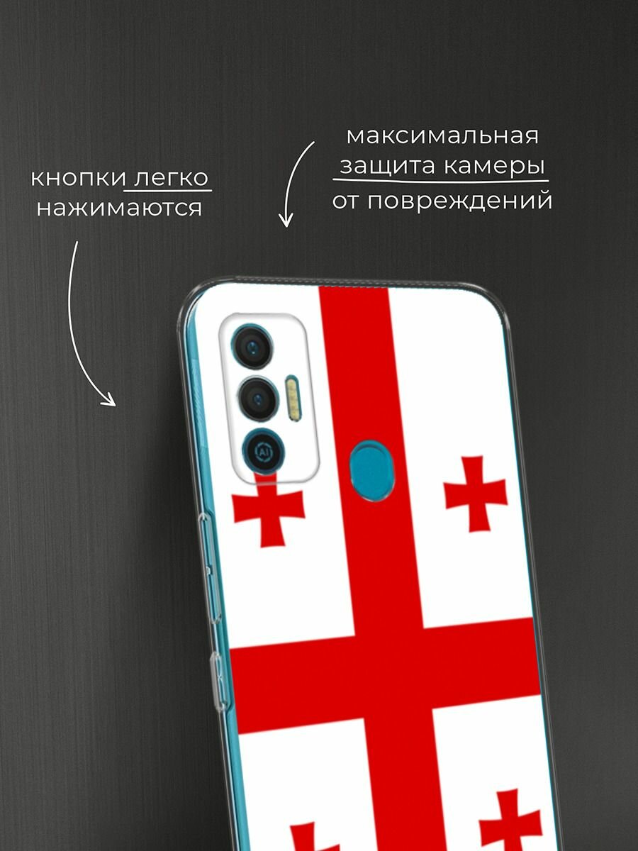 Чехол на Tecno Spark 7 / Техно Спарк 7 с принтом "Флаг Грузии" — фото 1
