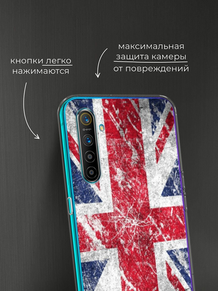 Силиконовый чехол на Realme XT / Реалми XT с принтом "Флаг британский" — фото 1