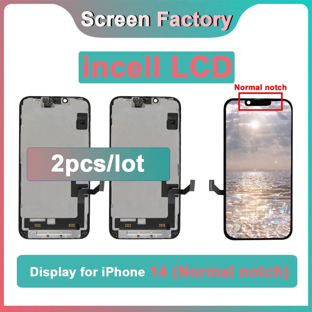2 шт. ЖК-дисплей Incell для iPhone X XS XR 11 12 Mini 13 14 Plus 15 Pro Max, дигитайзер в сборе, замена сенсорного экрана 14 Normal notch