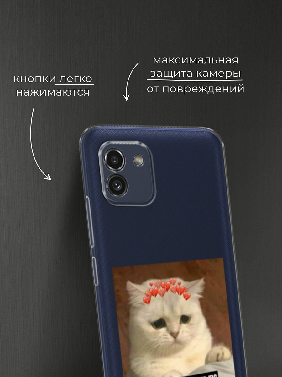 Чехол на Samsung Galaxy A03 / Самсунг Галакси А03 с принтом "Грустный котик" — фото 1