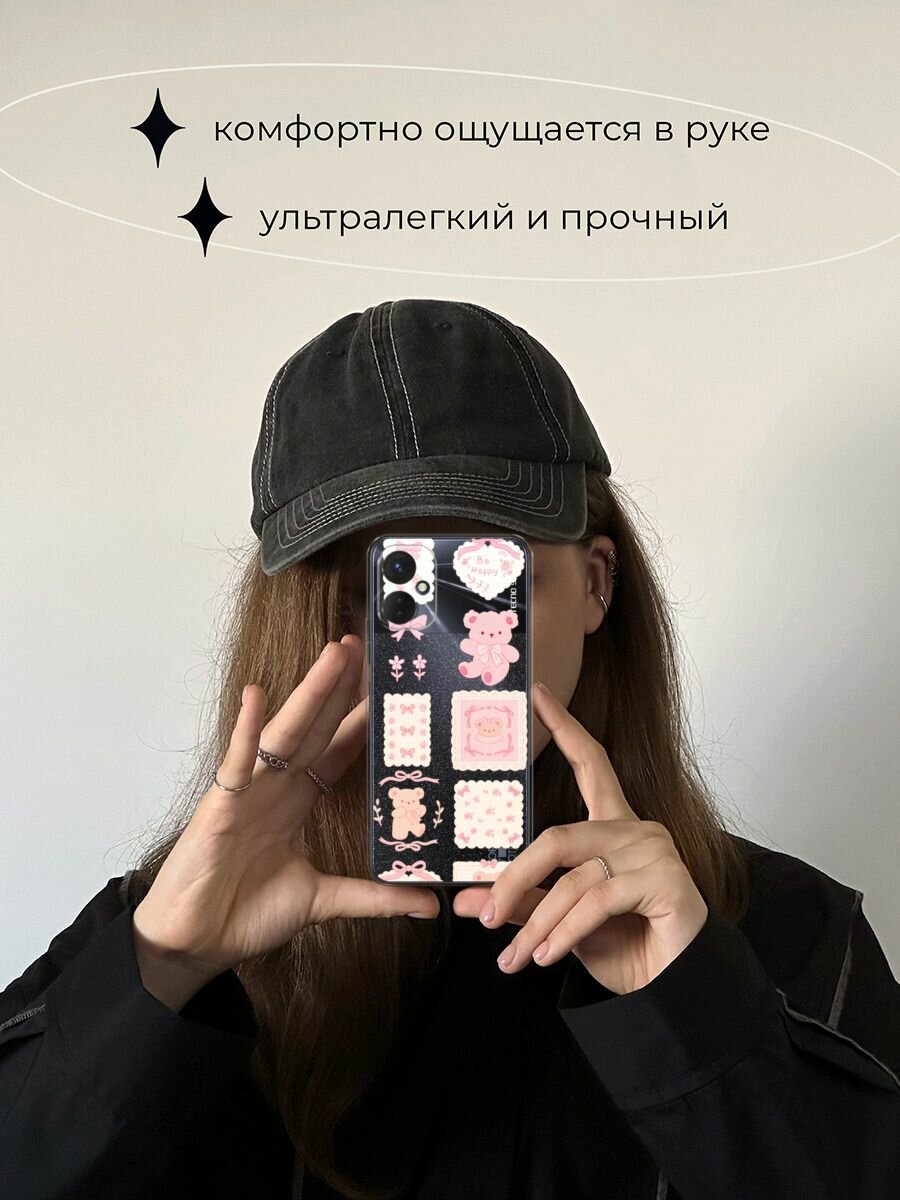 Чехол на Tecno Spark 9 Pro / Техно Спарк 9 Про с принтом "Розовые марки", прозрачный — фото 1