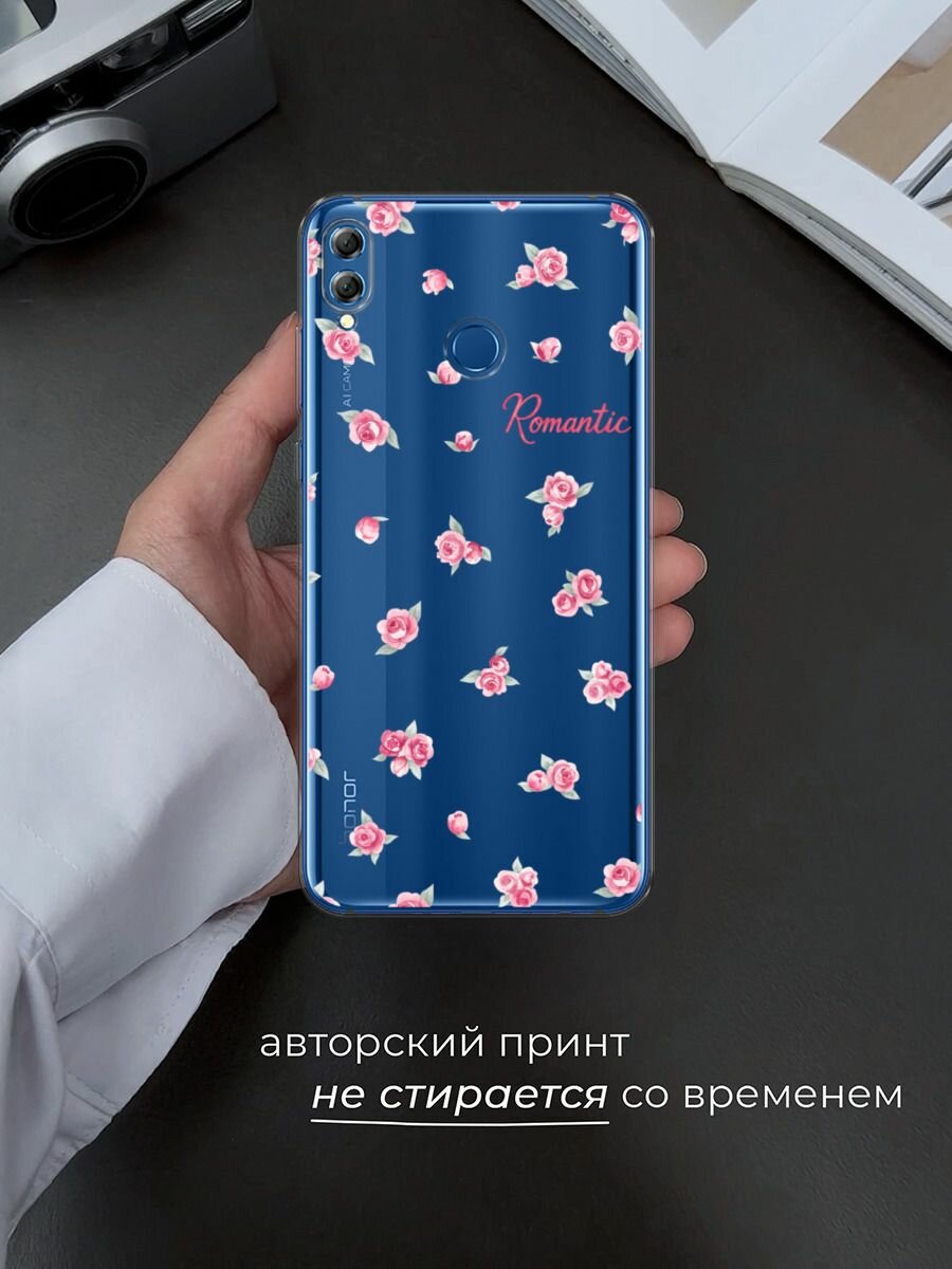 Чехол на Honor 8X / Хонор 8Х с принтом "Romantic 2", прозрачный — фото 1