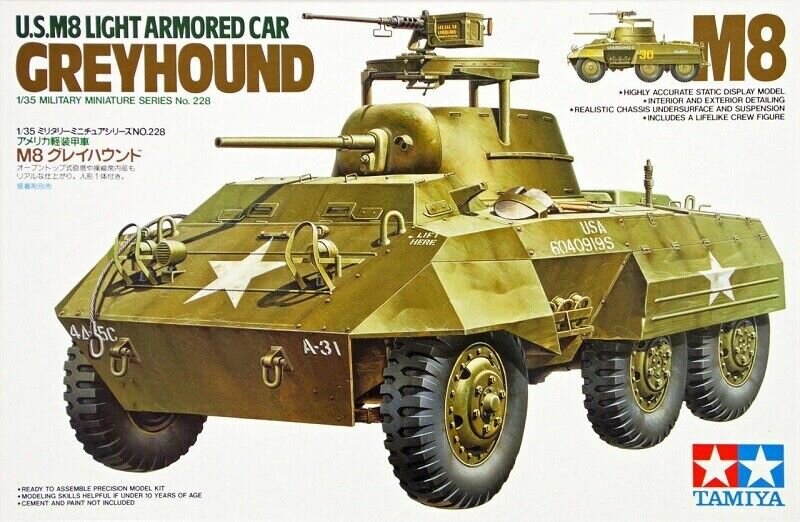 Tamiya 35228 1/35 U.S M8 Greyhound Модель сборки бронетранспортеров