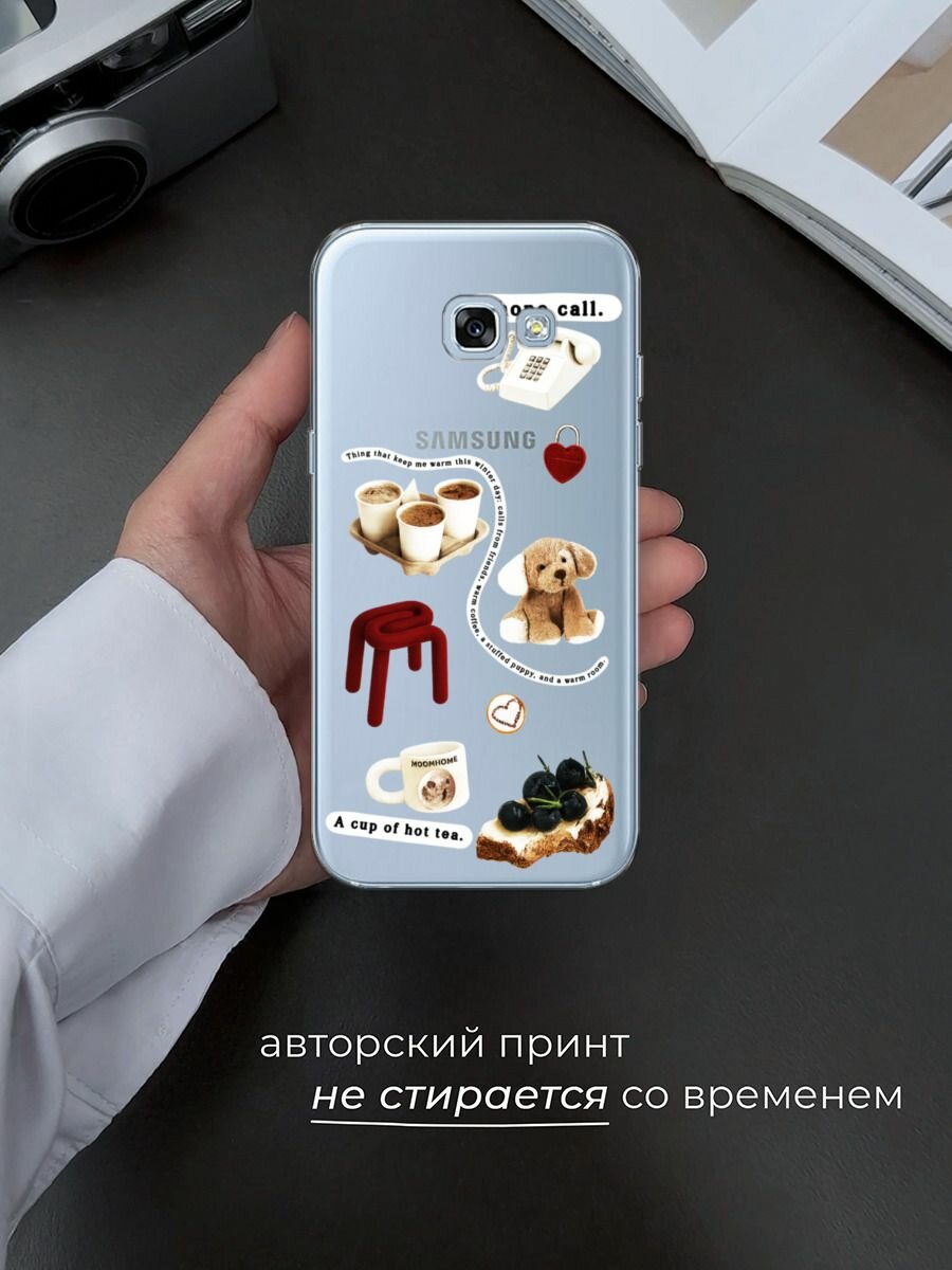Чехол на Samsung Galaxy A5 2017 / Самсунг Галакси А5 2017 с принтом "Phone call", прозрачный — фото 1