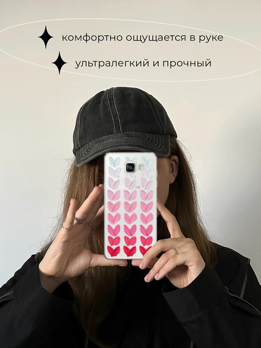 Чехол на Samsung Galaxy A5 2016 / Самсунг Галакси А5 2016 с принтом "Градиент из сердечек" — фото 1