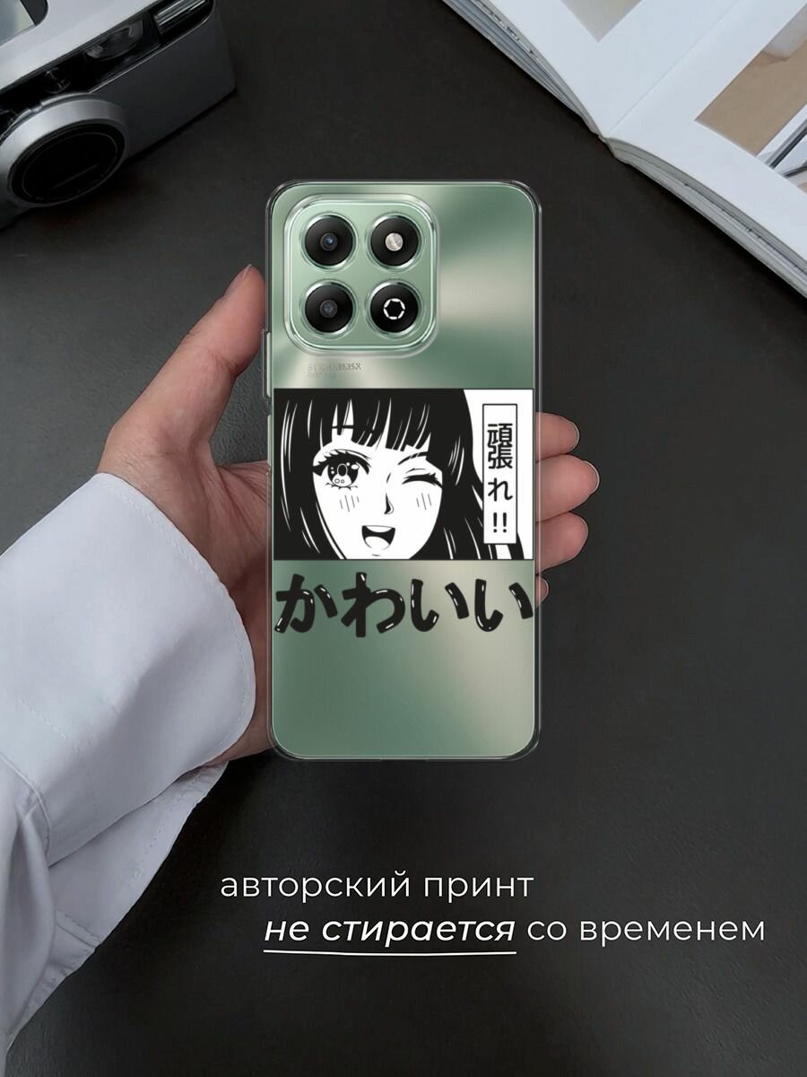 Чехол на Honor X6b / Хонор X6b с принтом "Cute anime girl", прозрачный — фото 1