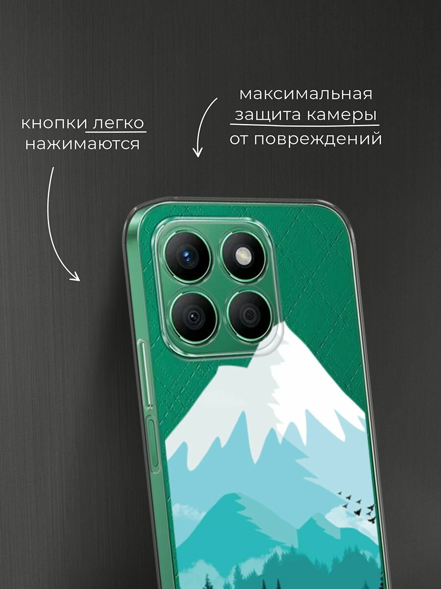 Чехол на Honor X8B / Хонор X8B с принтом "Синяя снежная гора", прозрачный — фото 1
