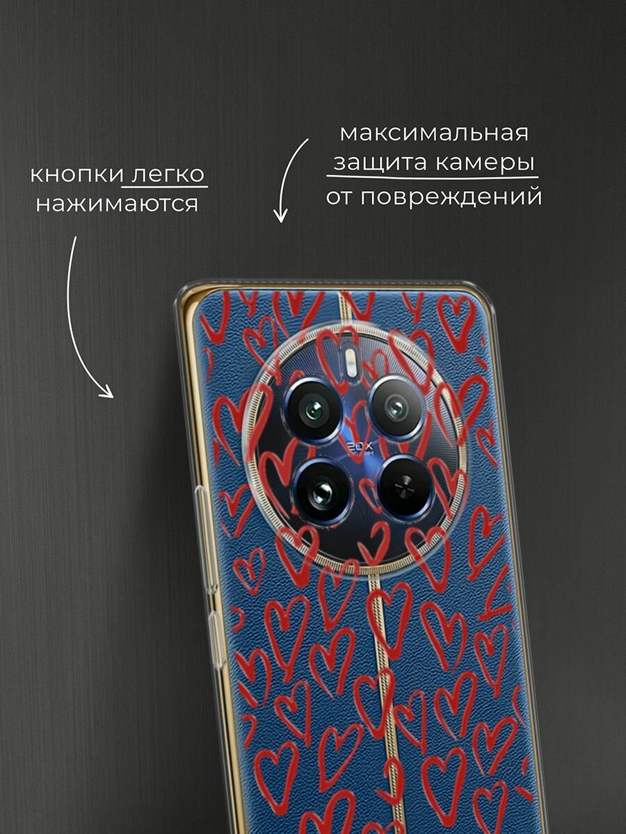 Чехол на Realme 12 Pro / Реалми 12 Про с принтом "Легкие бордовые сердечки" — фото 1