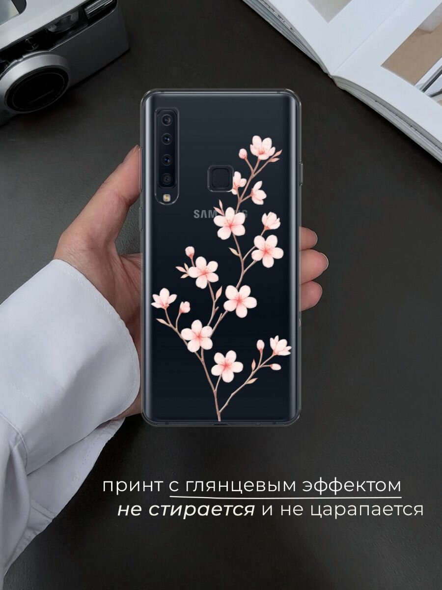 Чехол на Samsung Galaxy A9 2018 / Самсунг Галакси А9 2018 с принтом "Веточка сакуры 2" — фото 1