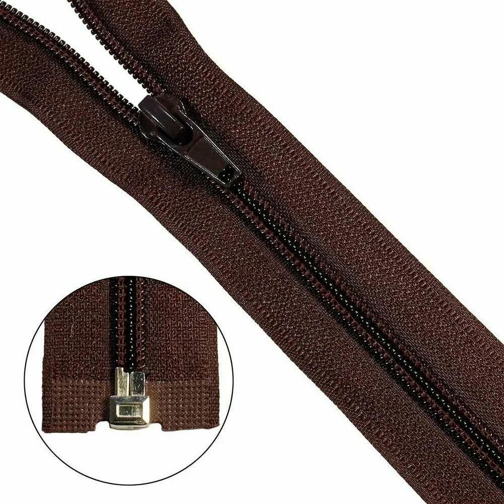 Молния спиральная разъемная Т5, 80 см, 1 бегунок коричневая, для верхней одежды и сумок 1шт.