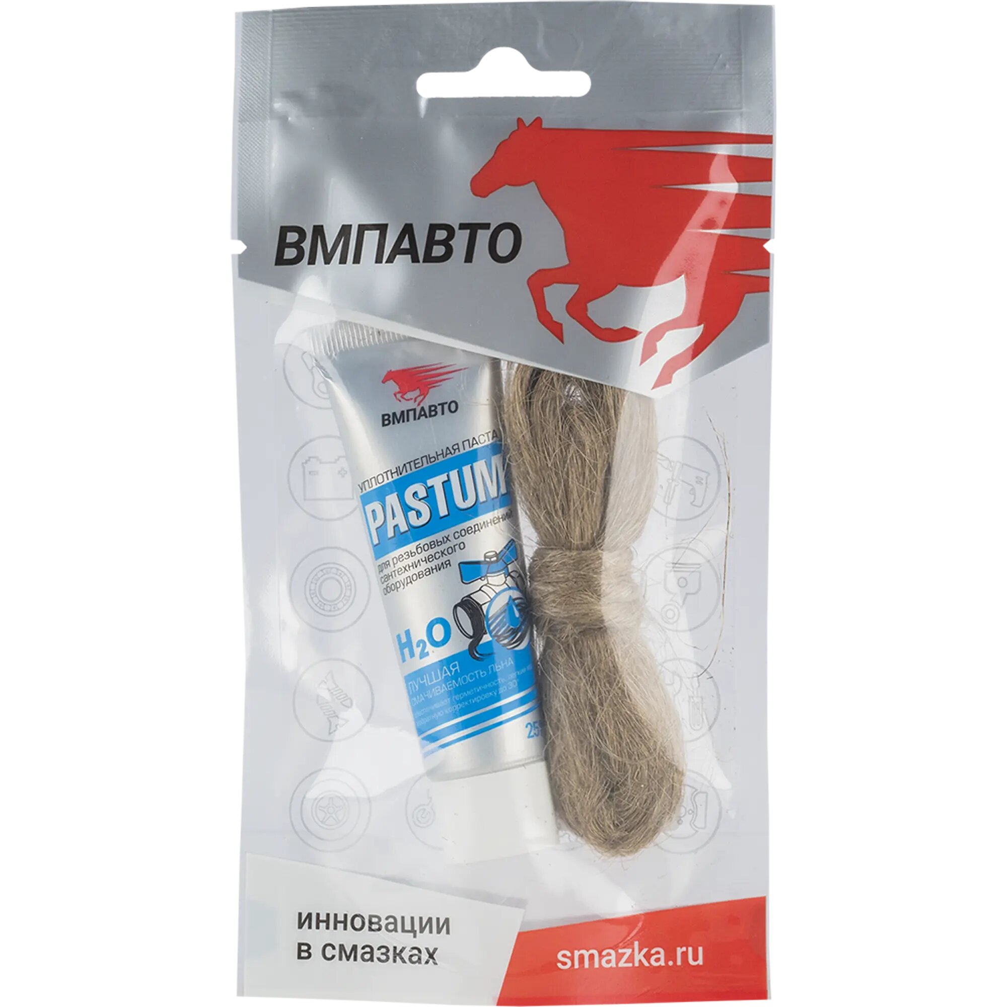 Pastum Паста уплотнительная для воды 25 г со льном 7 г, уплотнение водопроводных соединений