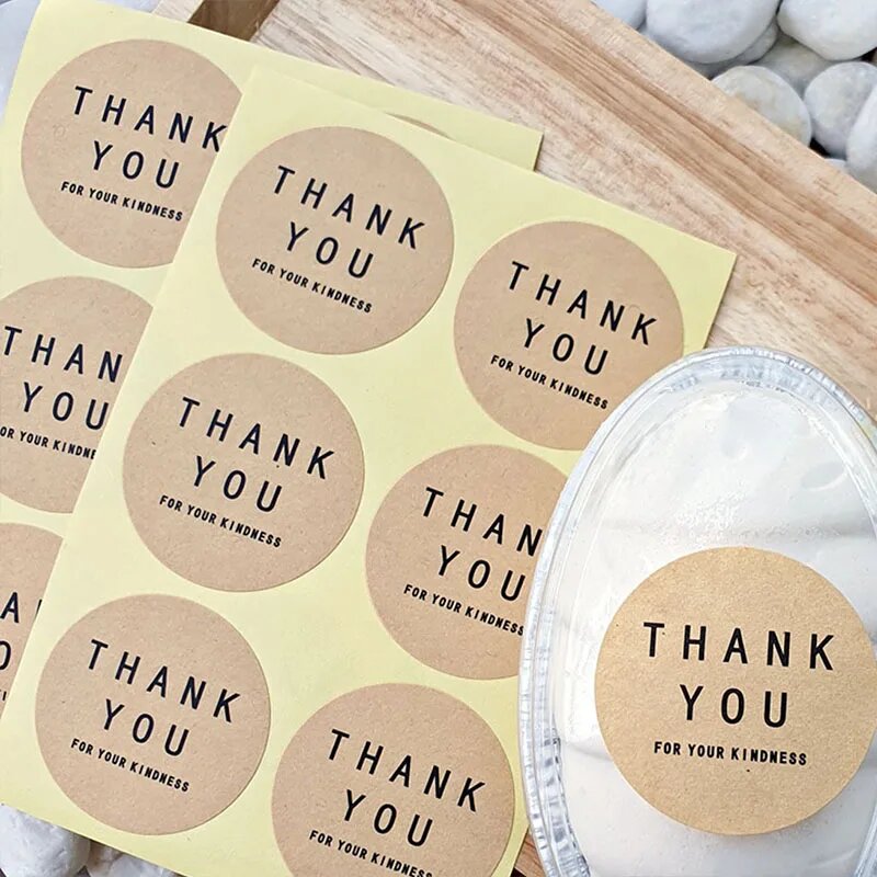 Набор круглых наклеек "Thank You", крафт-бумага, 60 шт A-60pcs