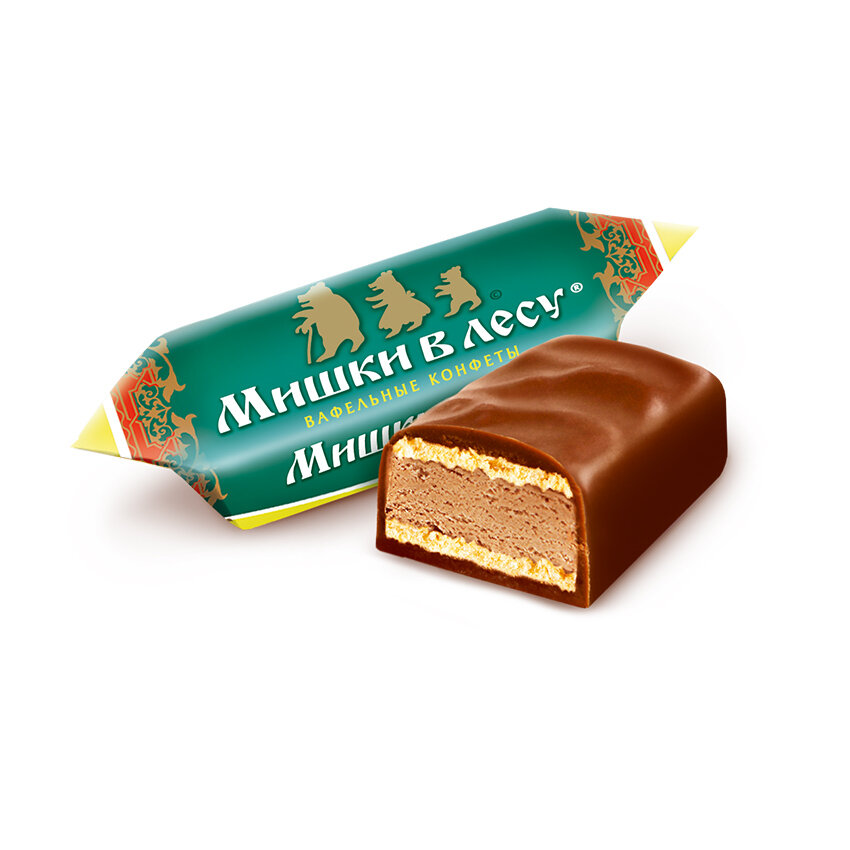 Конфеты Победа вкуса "Мишки в Лесу", вафельные, в молочном шоколаде, 1,5 кг