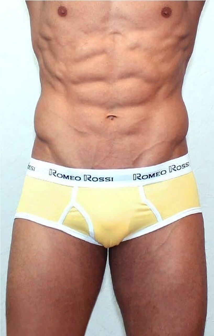 Трусы Мужские трусы-брифы XL, желтые, хлопок/эластан, комфортная посадка