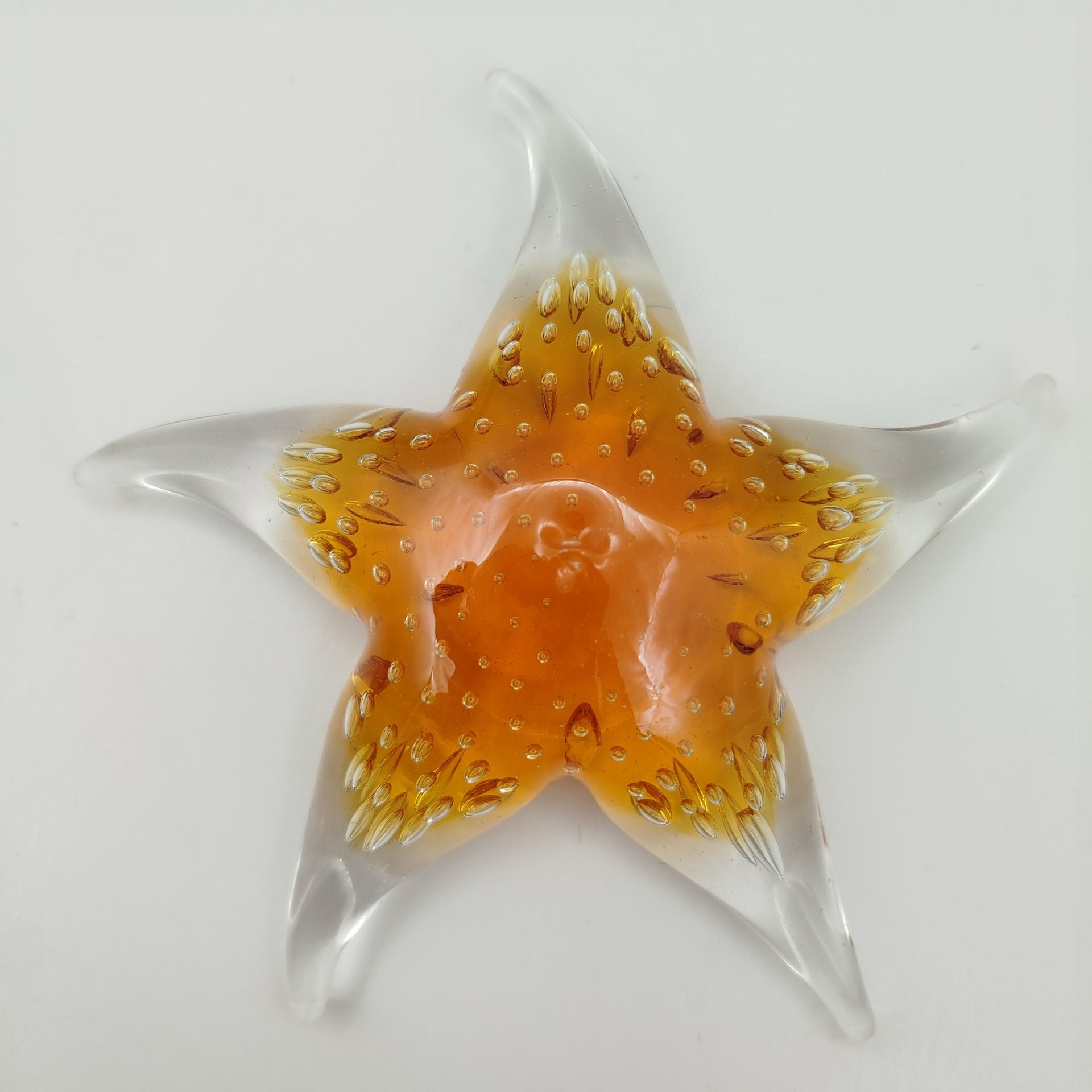 Пресс-папье в форме морской звезды с эффектом пузырьков, цветное стекло