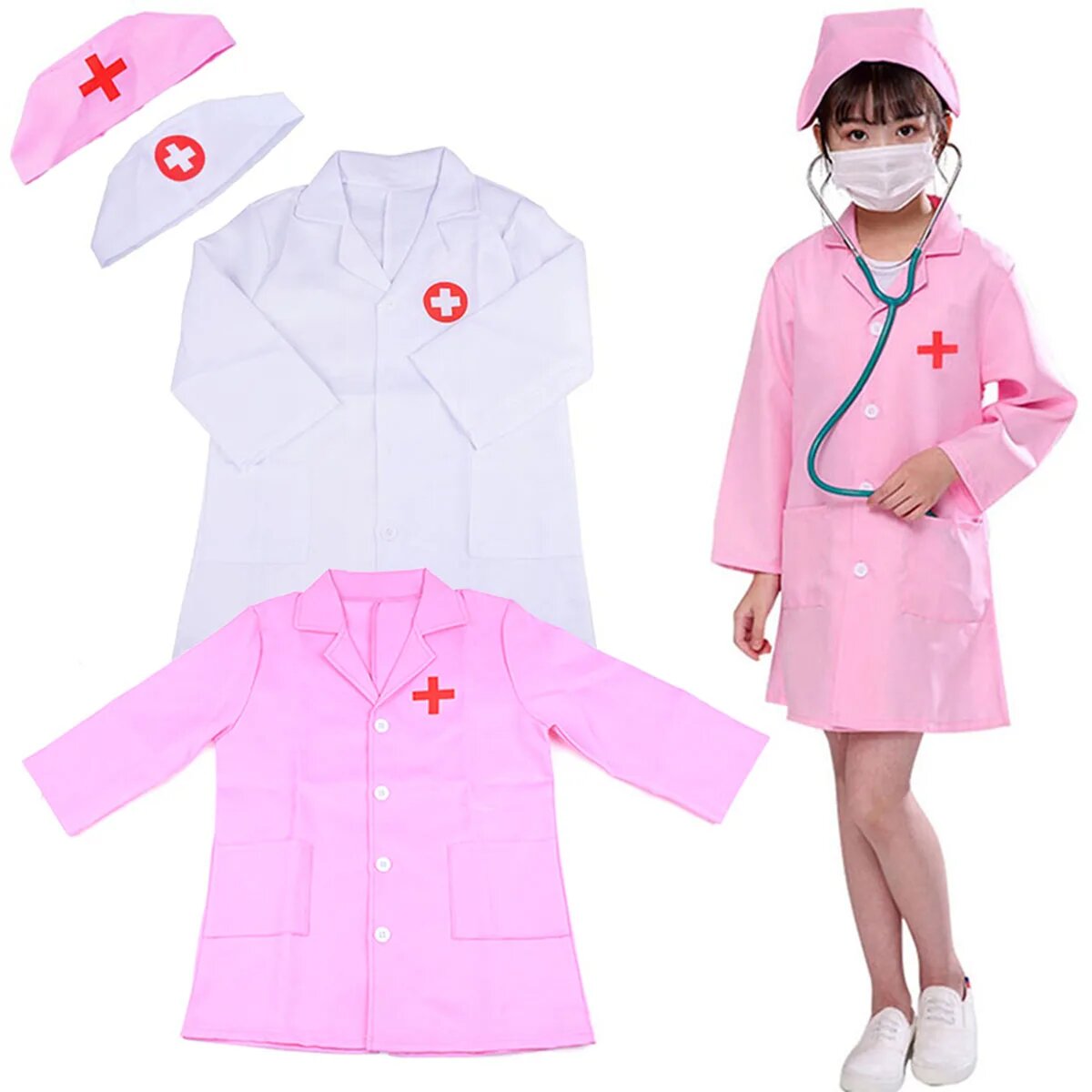 Детский костюм врача розовый, Nurse, 60x43x8 см — фото 1