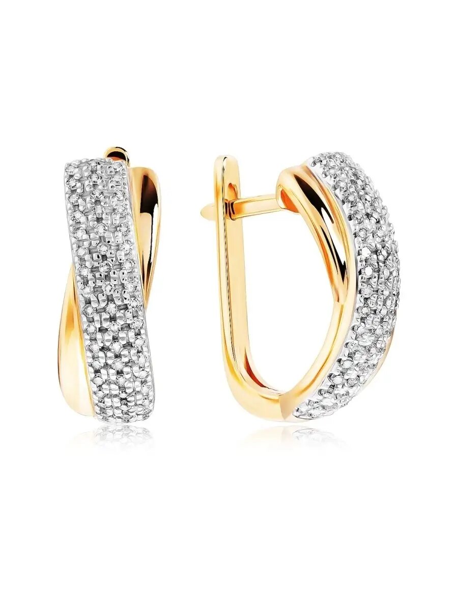 Серьги, красное золото, 585 проба, бриллиант