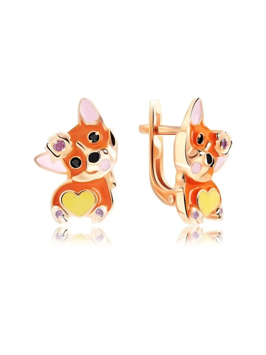 Серьги, серебро, 925 проба, эмаль