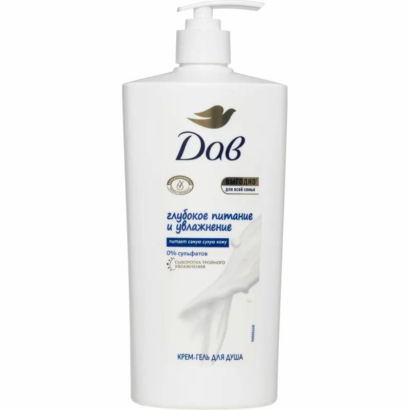 Гель для душа Дав для всей семьи увлажнение и питание, 610 мл