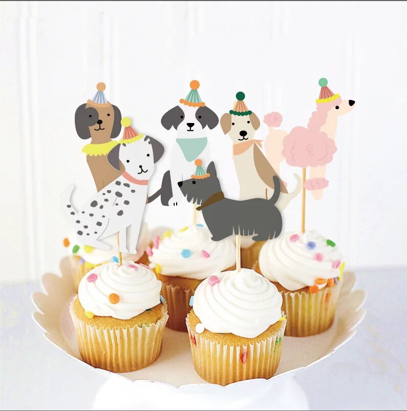 Набор декора для дня рождения собаки Cake Topper 12pcs
