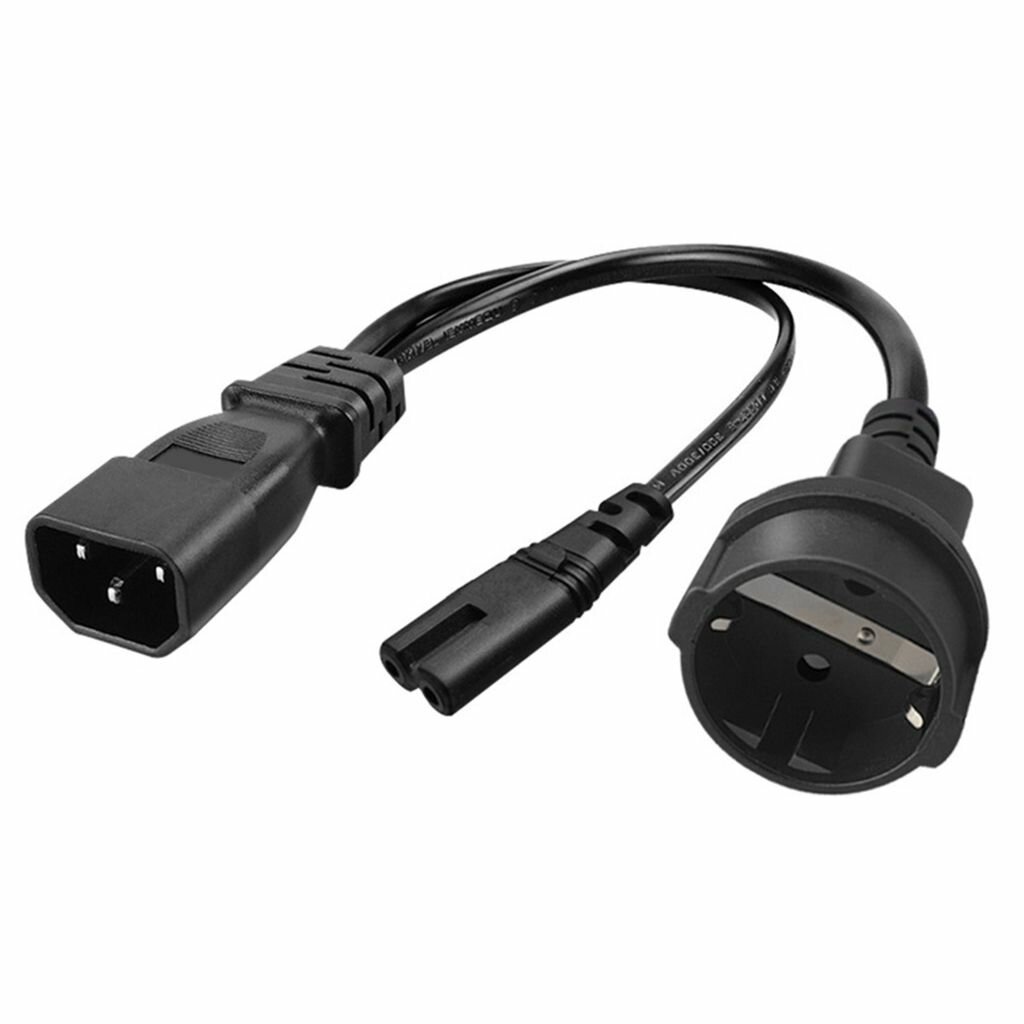 Кабель-переходник, C14 на C7 угловой разъем немецкий 4.8MM 0.32 метра