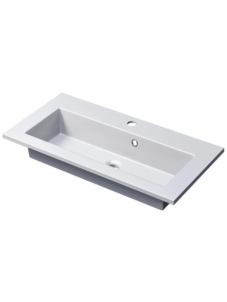 Раковина встраиваемая сверху Uperwood Aurora RAurora70wg 71 полувстраиваемая, фаянсовая, раковина для ванной, белая, глянцевая, прямоугольная, со встроенным сливом-переливом