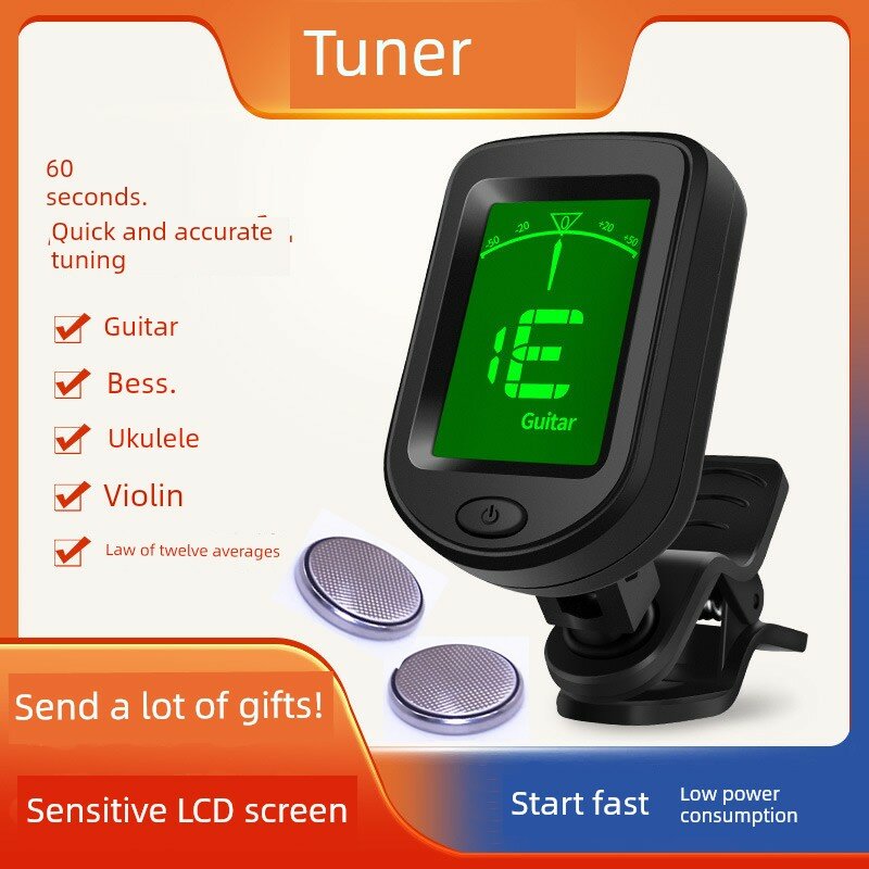 Классический тюнер для фолк-гитары, укулеле, скрипки, бас-гитары, простой в использовании тюнер для электрогитары для