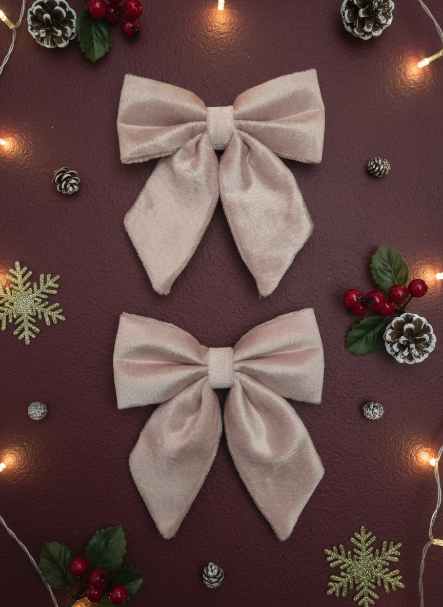 Новогодний и праздничный декор - Бант бежево-розовый, размер: 15*15 см, 2 штуки
