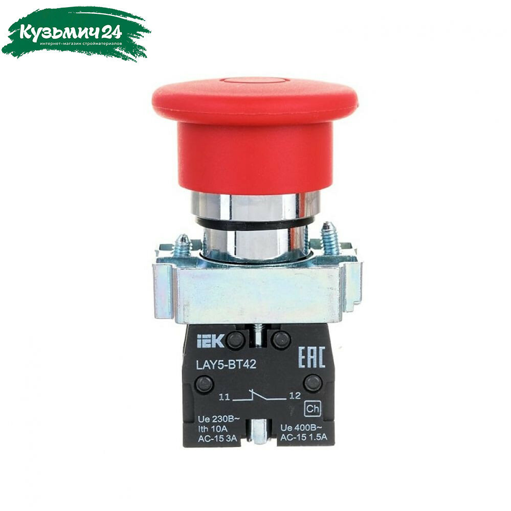 Кнопка управления Грибок LAY5-BT42 аварийная с фиксацией IEK BBG80-BT-K04