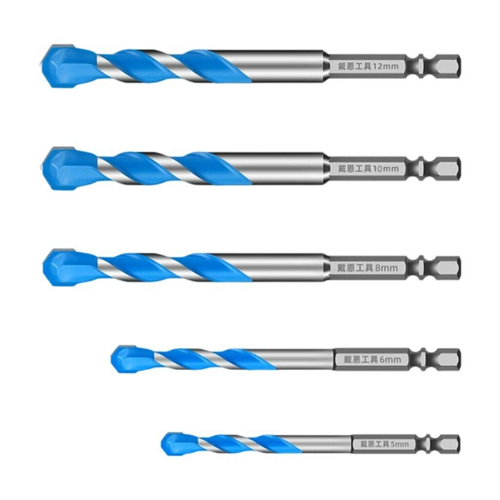 5 бетонных перфорированных сверл overlord с шестигранным хвостовиком для сверления отверстий-5мм6мм8мм10мм12мм
