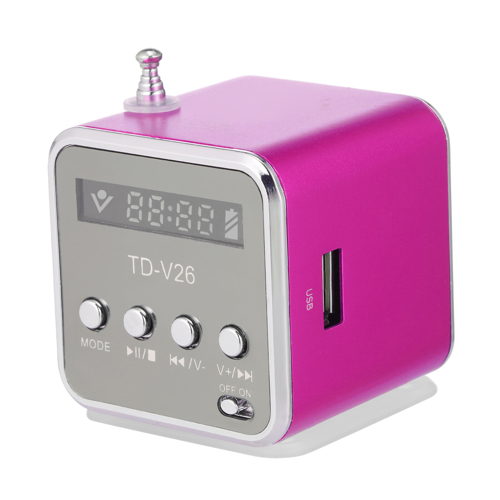 3.5mm Проводной Мини-колонка Портативный MP3-плеер FM-Радио Музыкальный Звуковой Бокс Поддержка TF-Карты USB-Флешки Колонка для DVD Ноутбука Мобильного Телефона, Выходная Мощность 3W*2, Розовый, Черный, Синий, Серебристый, Желтый, Красный, Размер