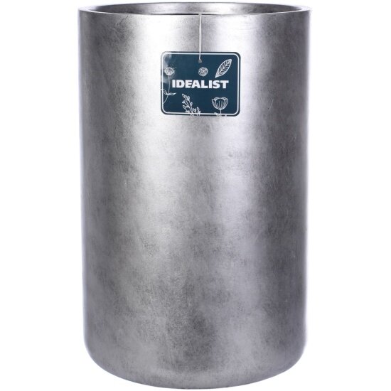 Кашпо Idealist Lite IDEALIST Крисмас Высокое, цилиндр , файберстоун, серебристое, D32H50 cm, V-XMAS-SLV-32