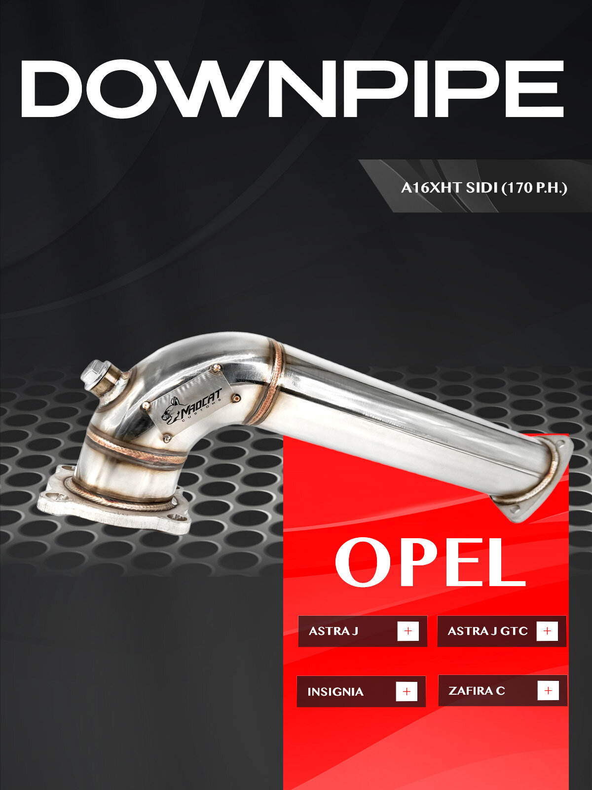 Даунпайп для 1.6t (170лс) A16XHT Sidi Opel Astra J/GTC/Insignia/Zafira C