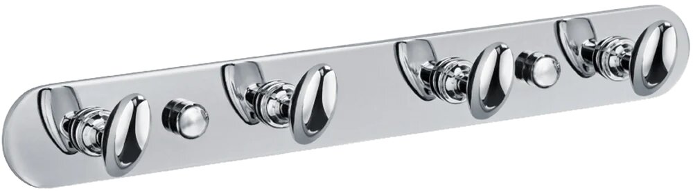 Крючок Fixsen Equipment FX-1414 латунный, 4 крючка, хром, вешалка для полотенец в ванную