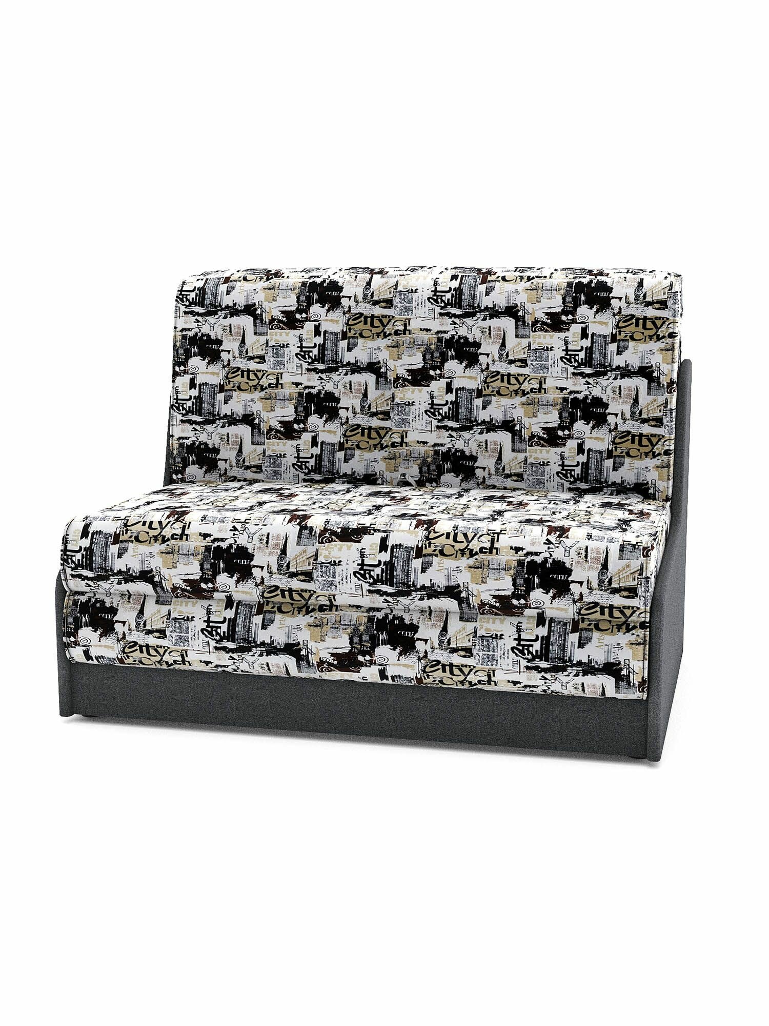 Диван раскладной полутороспальный 120 см, без подлокотников, флок Сити серый 71+150 / олбп