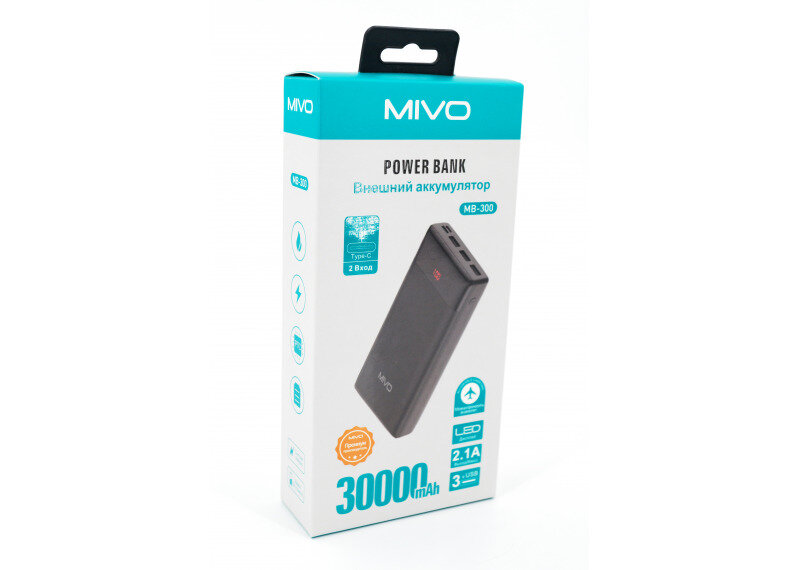 Внешний аккумулятор Power Bank 30000 mAh Mivo MB-300 (оригинал)