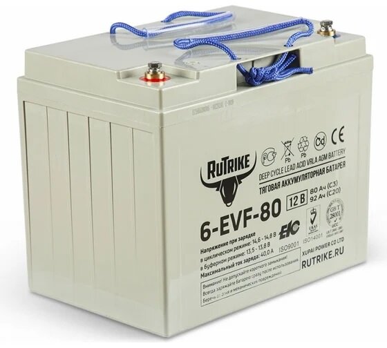 Аккумулятор тяговый гелевый RuTrike 6-EVF-80 (12V80A/H C3)