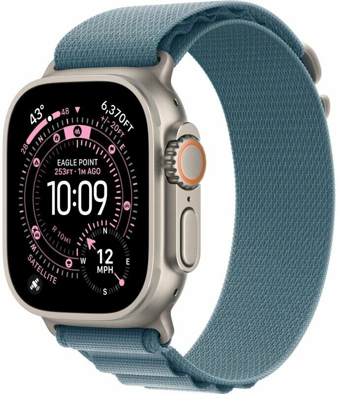 Умные часы Apple Watch Ultra 3 (2025) GPS+Cellular 49mm, Natural Titanium ремешок "Light Blue Alpine Loop" L (MEWM4)