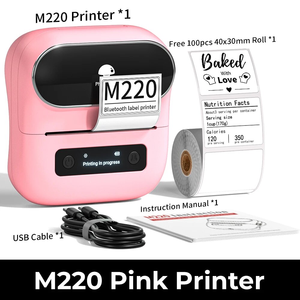 Phomemo M220 Pink Термопринтер этикеток