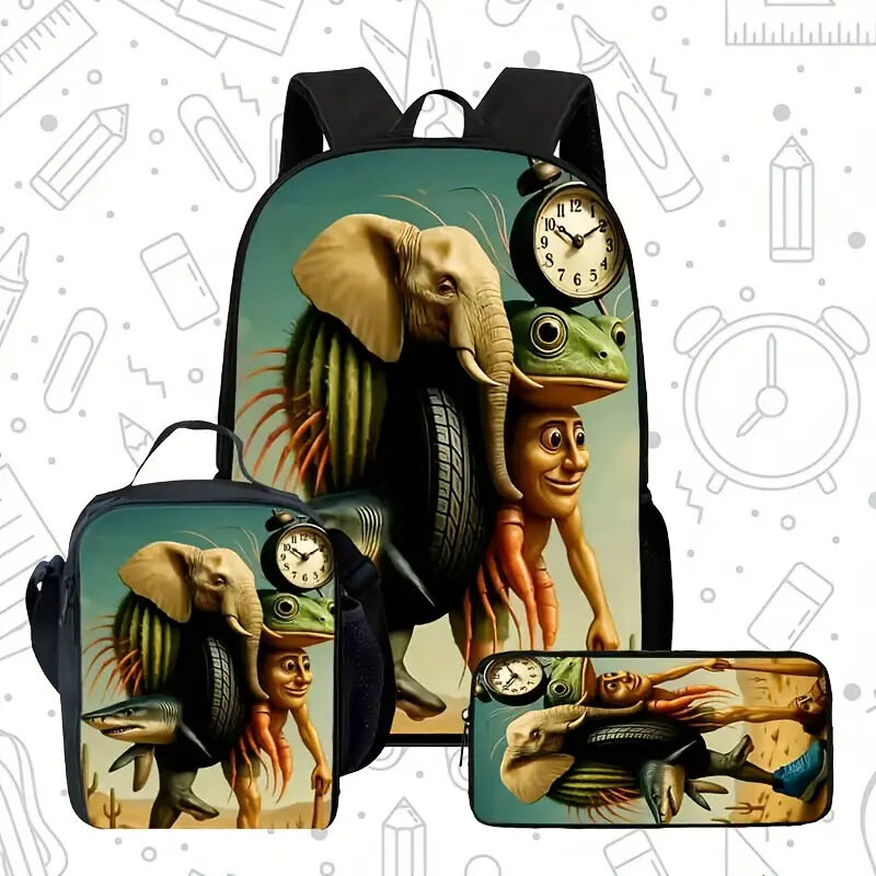 Трансграничный новый продукт, итальянский рюкзак с цифровой печатью Brainrot, деревянная палочка, мужская школьная сумка Шань Хай Цзин